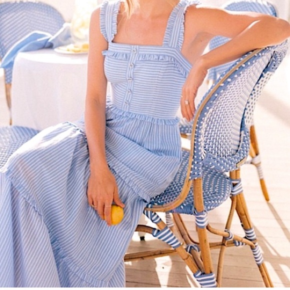 Gal Meets Glam | Dresses | Courtney Rio Striped Ruffletrim Maxi Dress ...